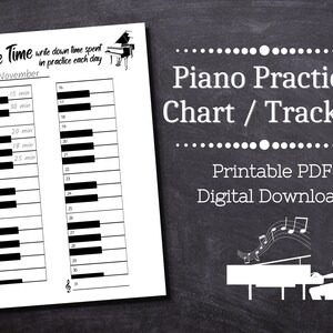 Piano Practice Chart Printable / Piano Practice Log Template / Piano ...