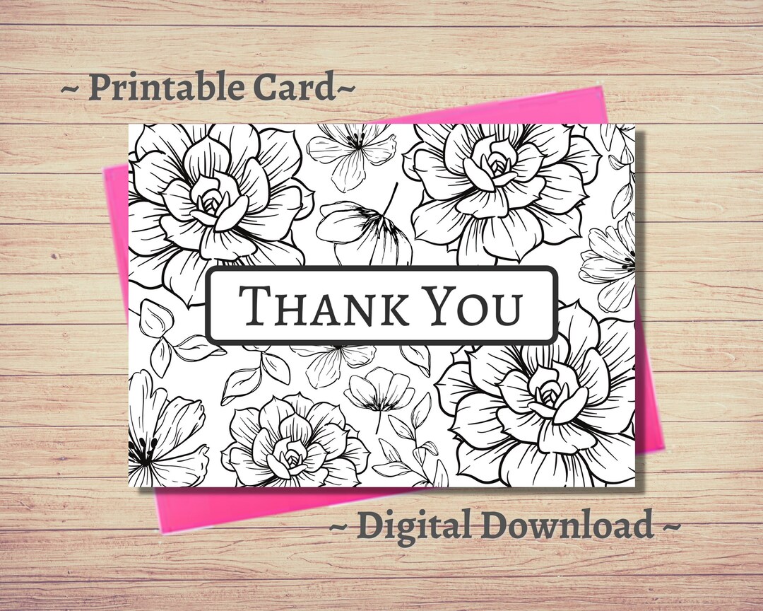 Thank You Printable Card / Thanks / Instant Download PDF / Thank You ...