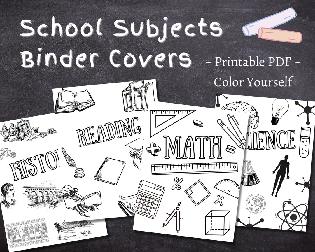 School Subjects Binder Cover Printable / Letter Size / Teacher Binder ...