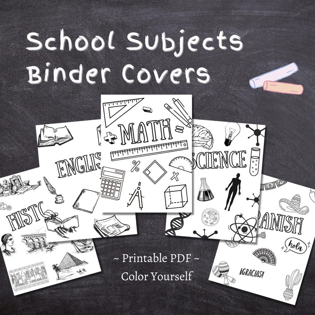 School Subjects Binder Cover Printable / Letter Size / Teacher Binder ...