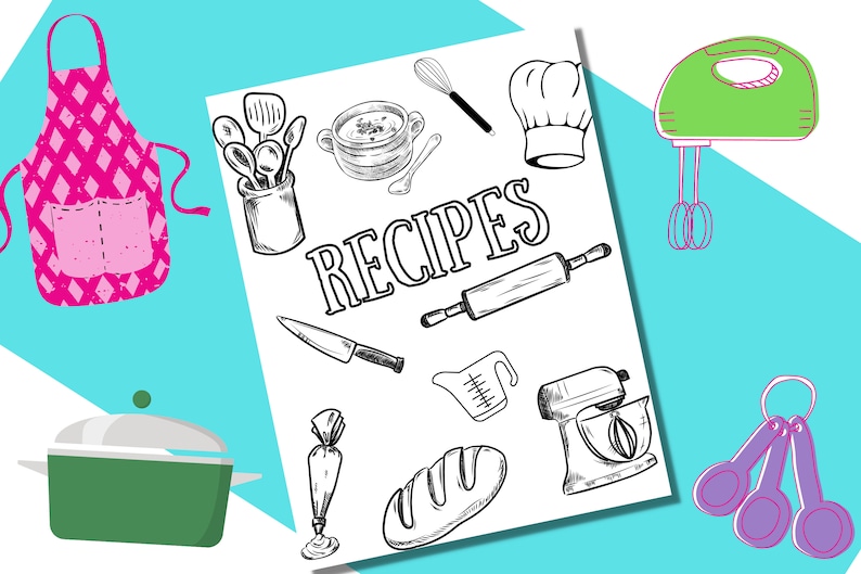Recipes Binder Cover Printable / Letter Size / Menu / Chef Cook Binder ...