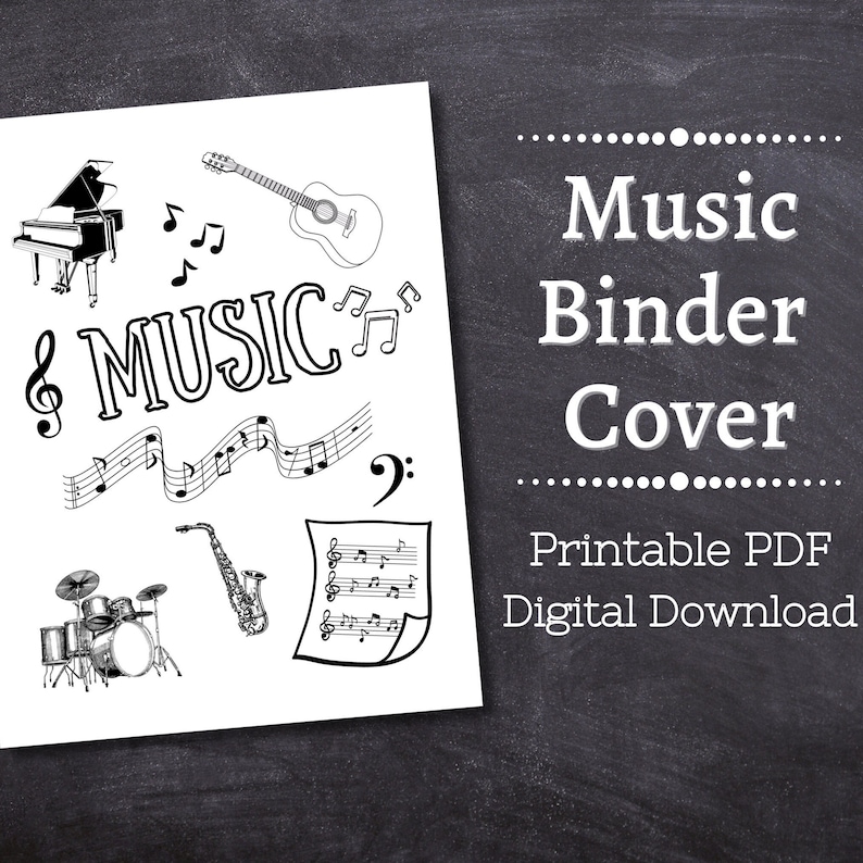 MUSIC Binder Cover Printable / Letter Size / School Binder Cover ...