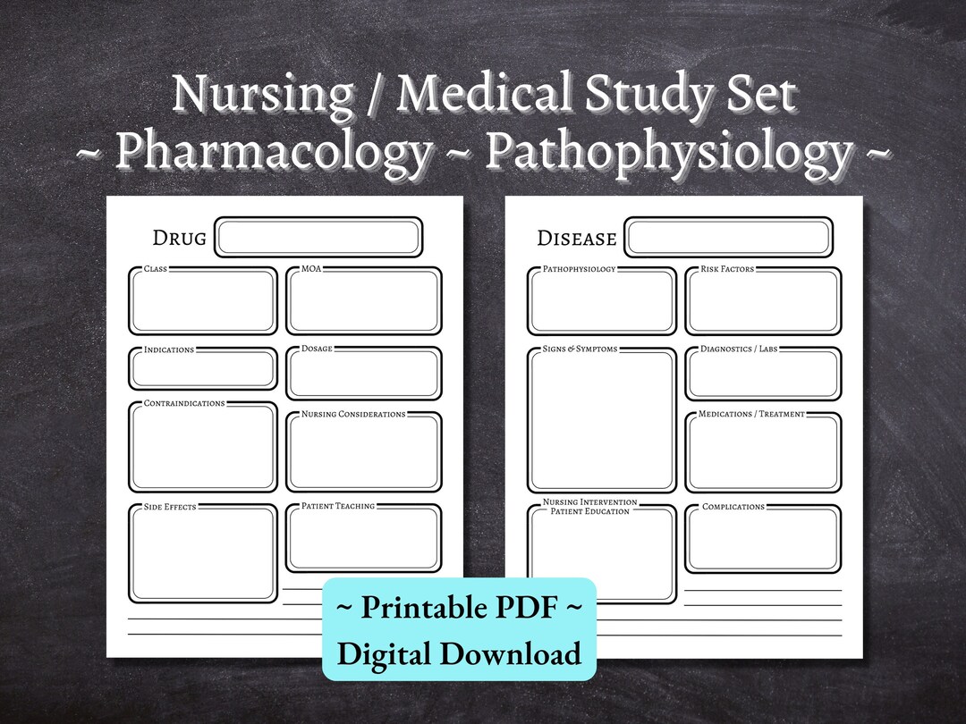Pharmacology and Pathophysiology Medical Nursing Set Printable / Drug ...