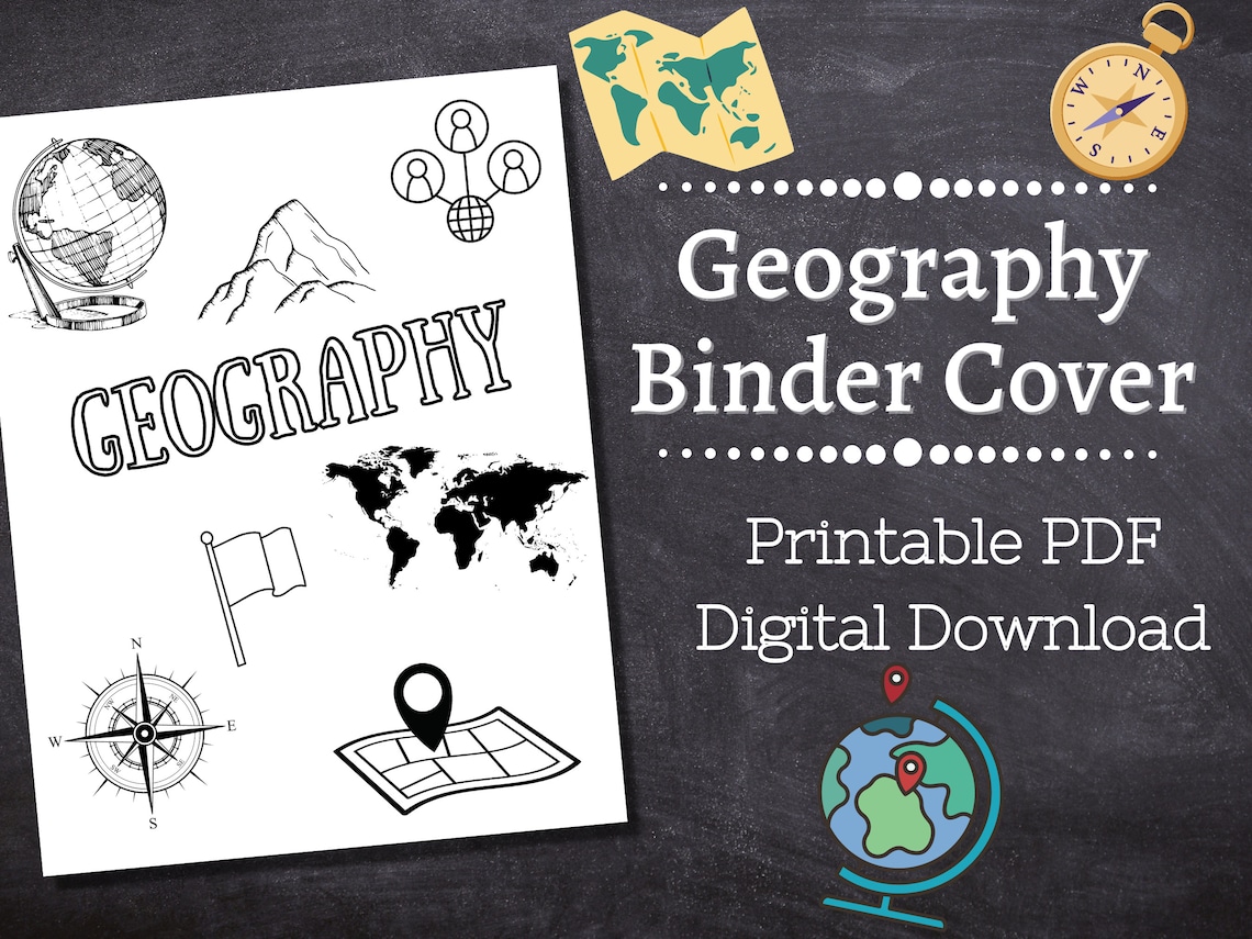 GEOGRAPHY Binder Cover Printable / Letter Size / School Binder Cover ...