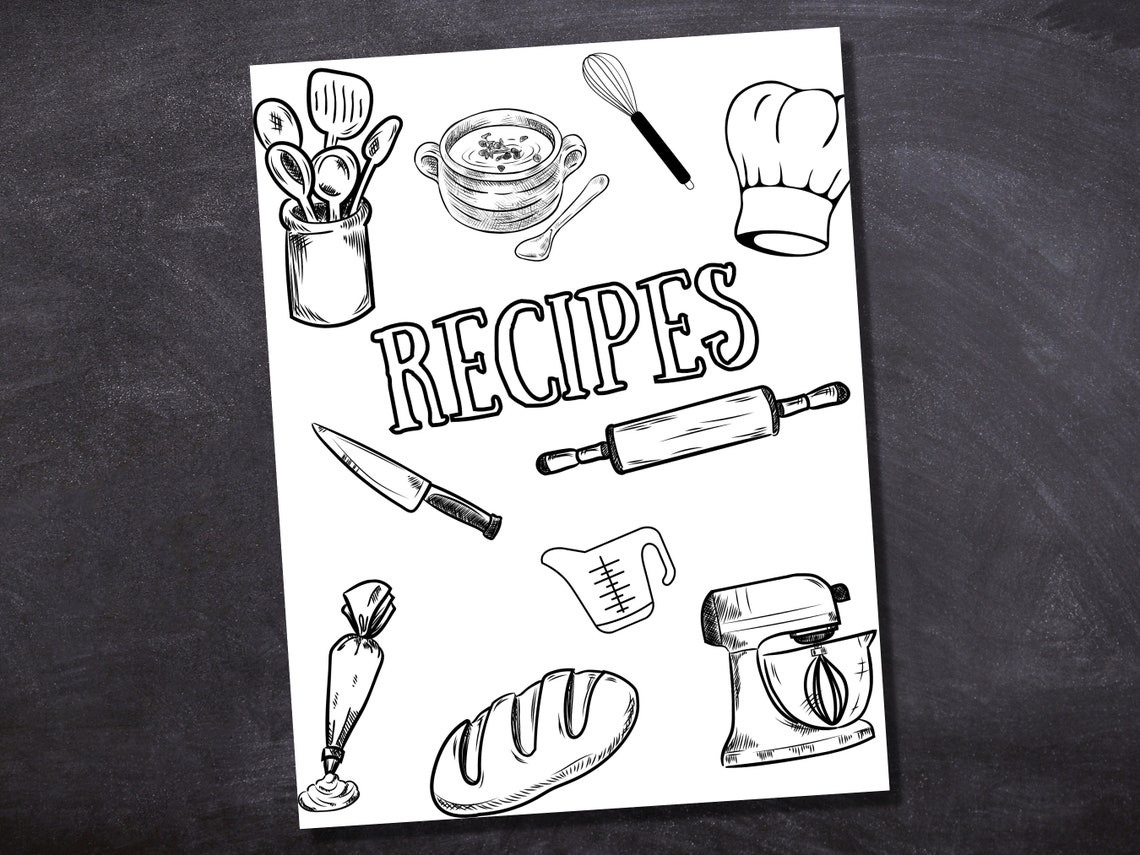 Recipes Binder Cover Printable / Letter Size / Menu / Chef Cook Binder ...