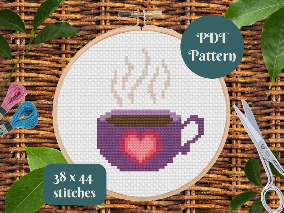 Coffee Mug Cross Stitch Pattern / Instant Download PDF / Counted Cross ...