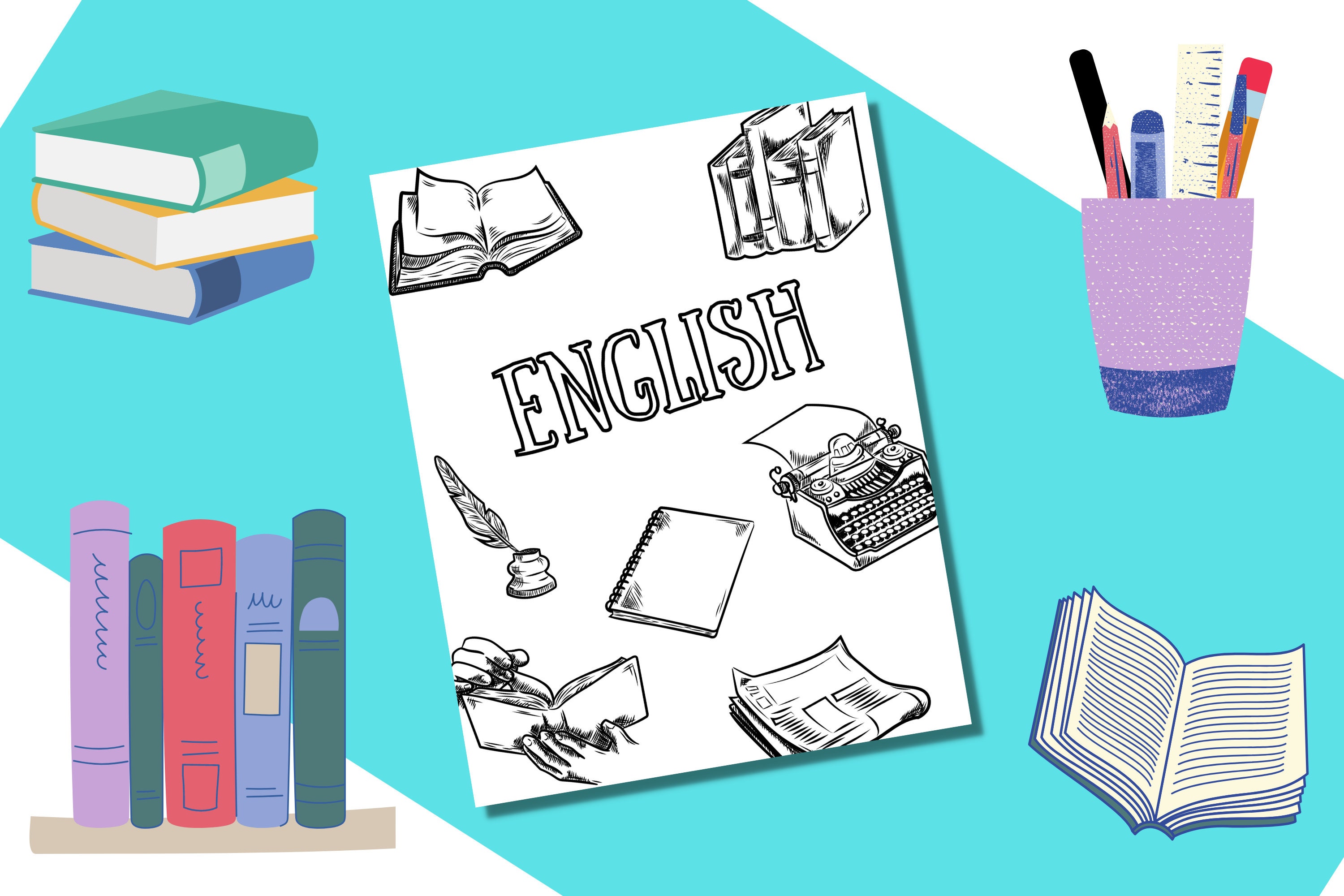 English Binder Cover Printable / Letter Size / School Binder - Etsy