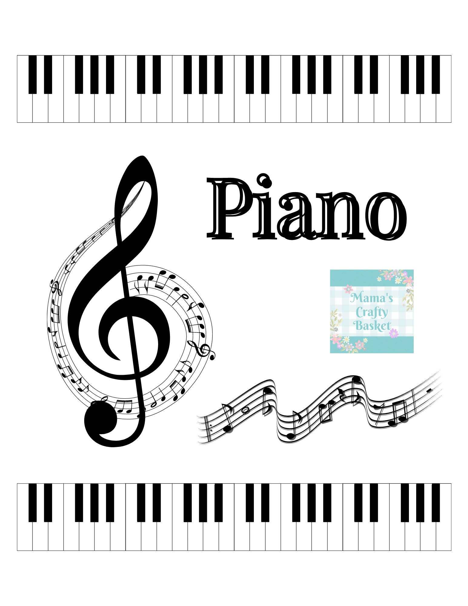 Piano Binder Cover Printable / Letter Size / School Binder Cover ...