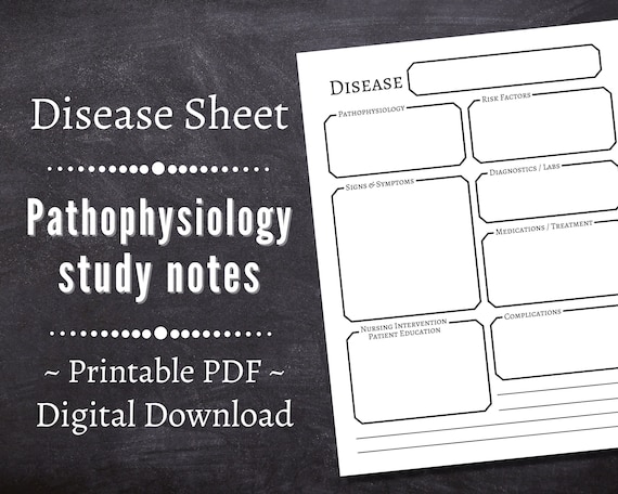 Pathophysiology Notes Template Printable / Disease Sheet / Med - Etsy