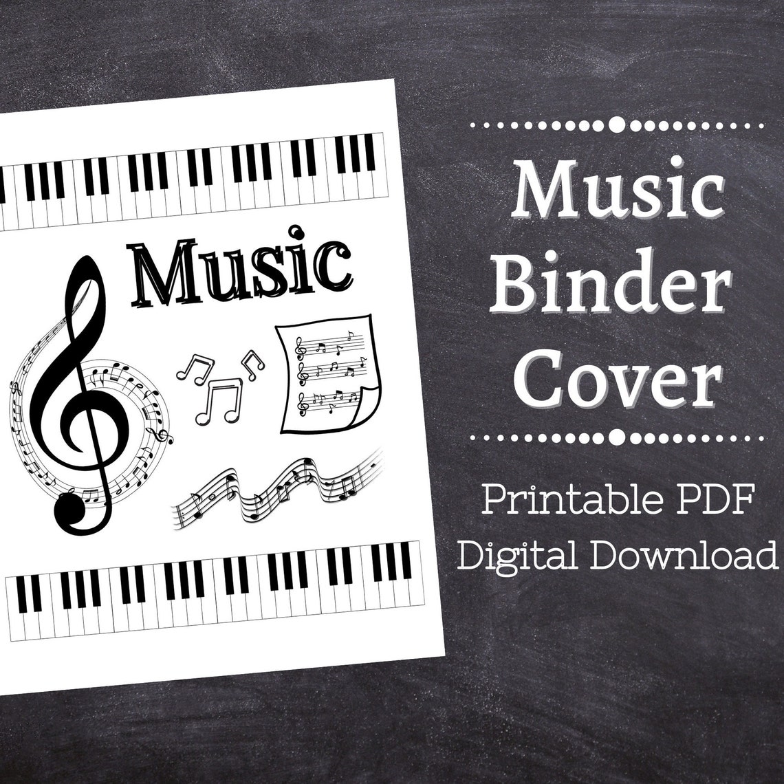 MUSIC Binder Cover Printable / Letter Size / School Binder Cover ...