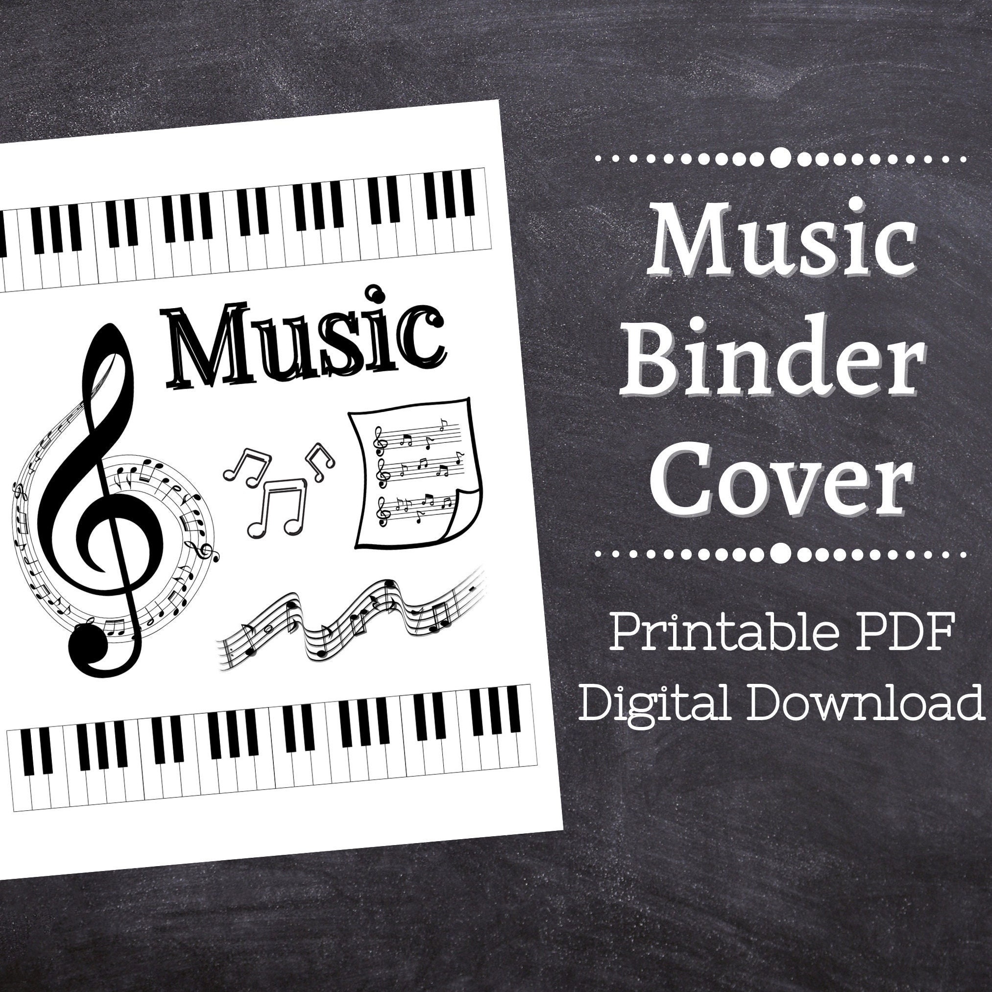 MUSIC Binder Cover Printable / Letter Size / School Binder Cover ...