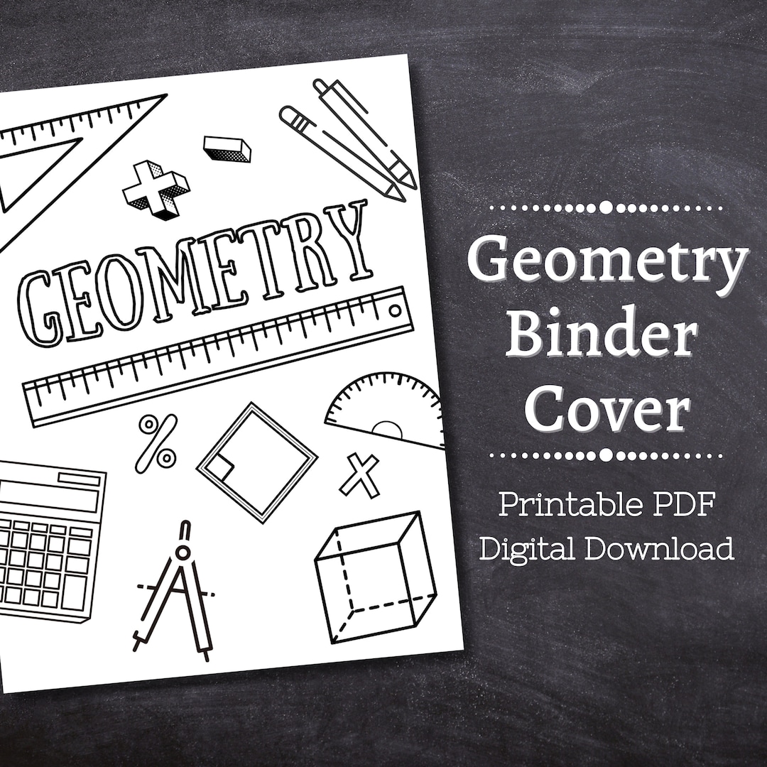 Geometry Math Binder Cover Printable / Letter Size / School Binder ...