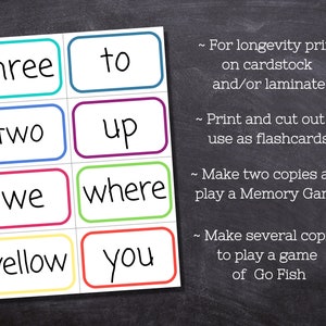 40 Dolch Sight Words Pre-kindergarten Printable / Preschool / Sight ...