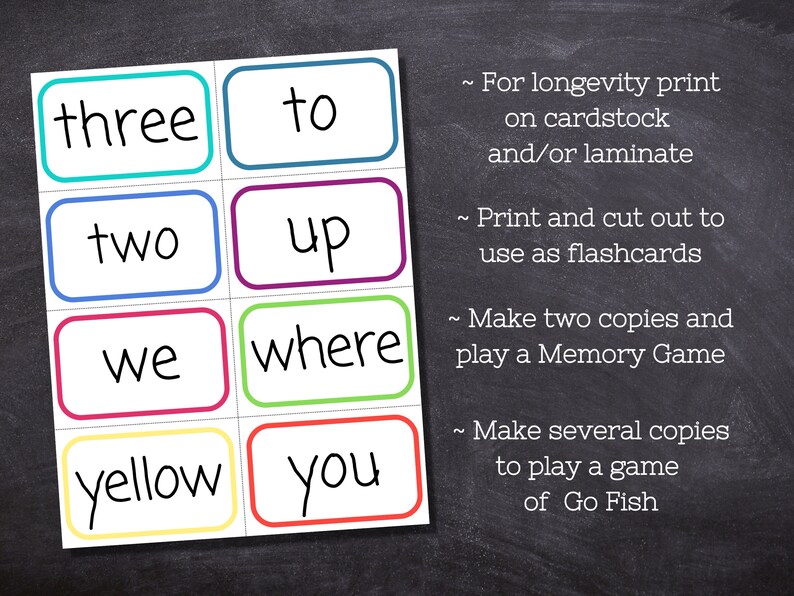 40 Dolch Sight Words Pre-kindergarten Printable / Preschool / Sight ...