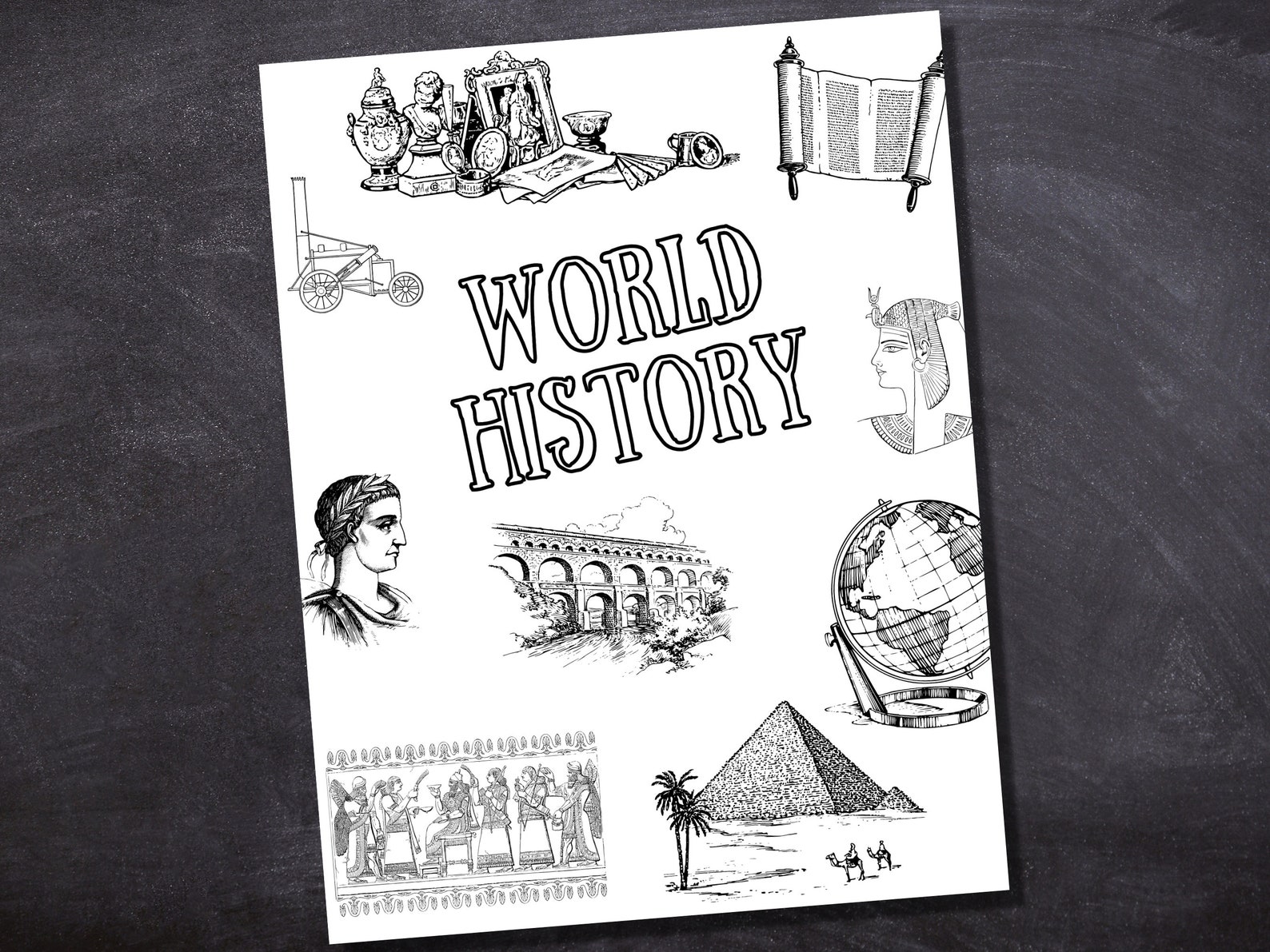 WORLD History Binder Cover Printable / Letter Size / School Binder ...