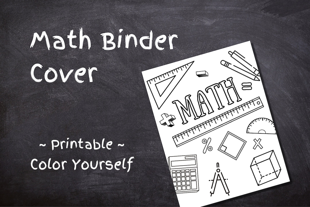 Math Binder Cover Printable / Letter Size / School Binder Cover ...