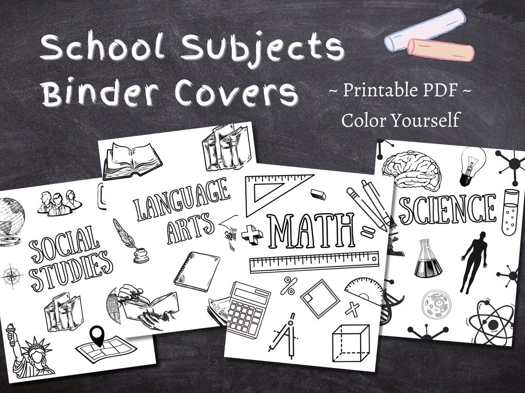 School Subjects Binder Cover Printable / Letter Size / Teacher Binder ...