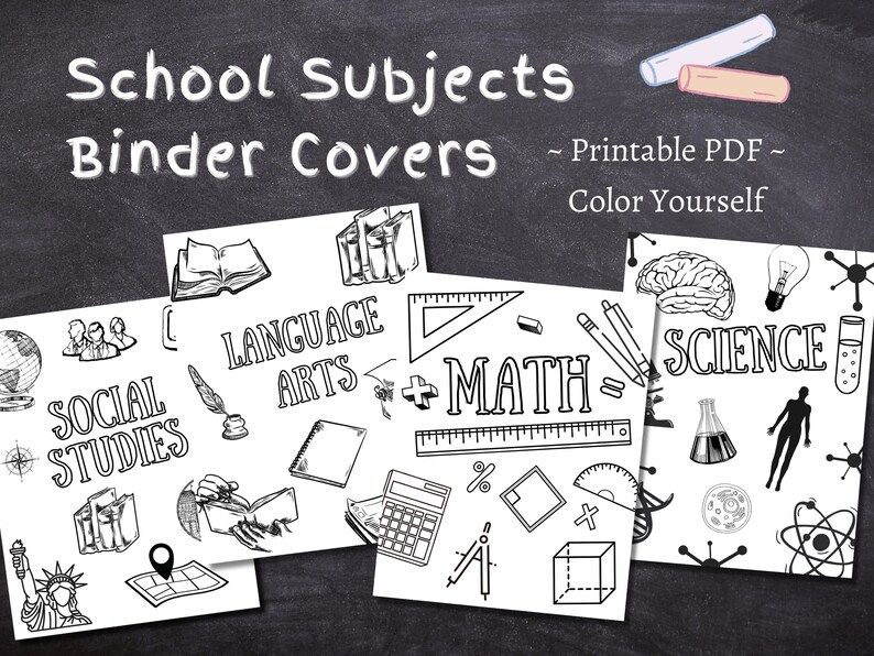 School Subjects Binder Cover Printable / Letter Size / Teacher Binder ...