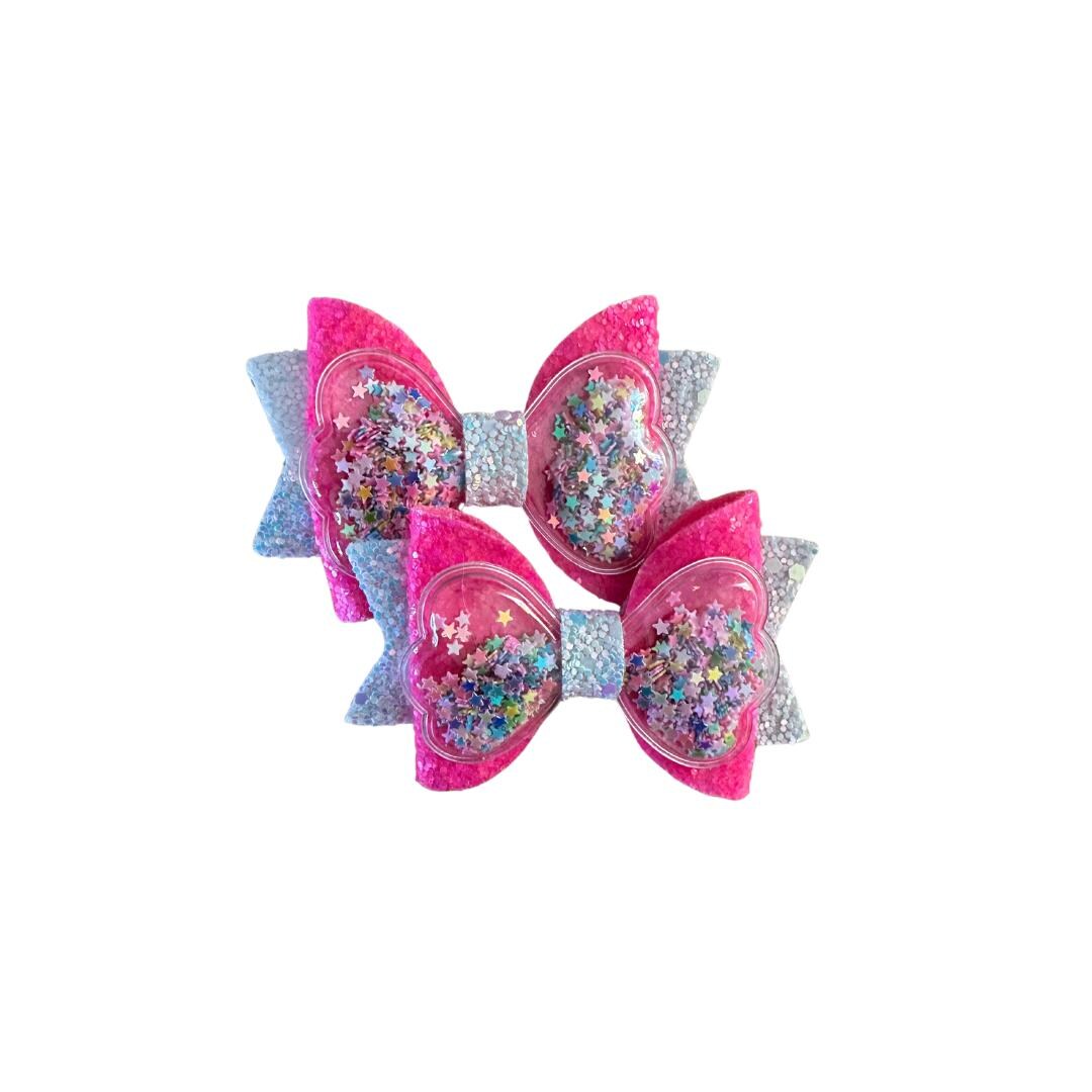 Pink and White Shaker Hair Bow Set 2 Bows Included - Etsy