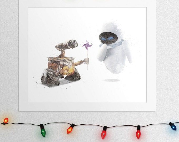 WALL-E PRINT, Wall-e and Eve Print, Wall-e Eve Poster, Walle Nursery ...