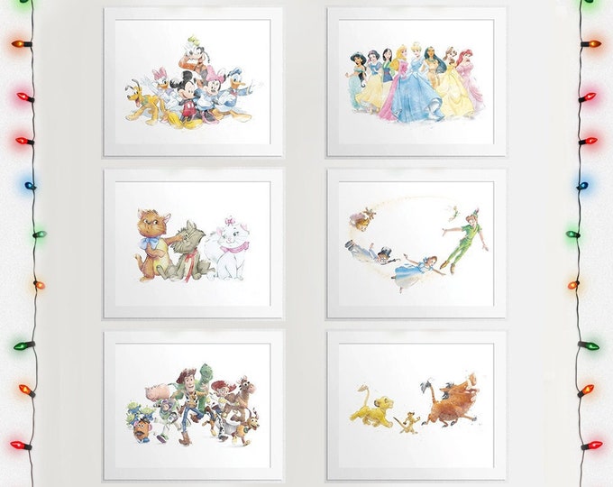 Watercolour Pixar Prints, Disney Pixar Bedroom Decor, Kids Nursery Wall ...