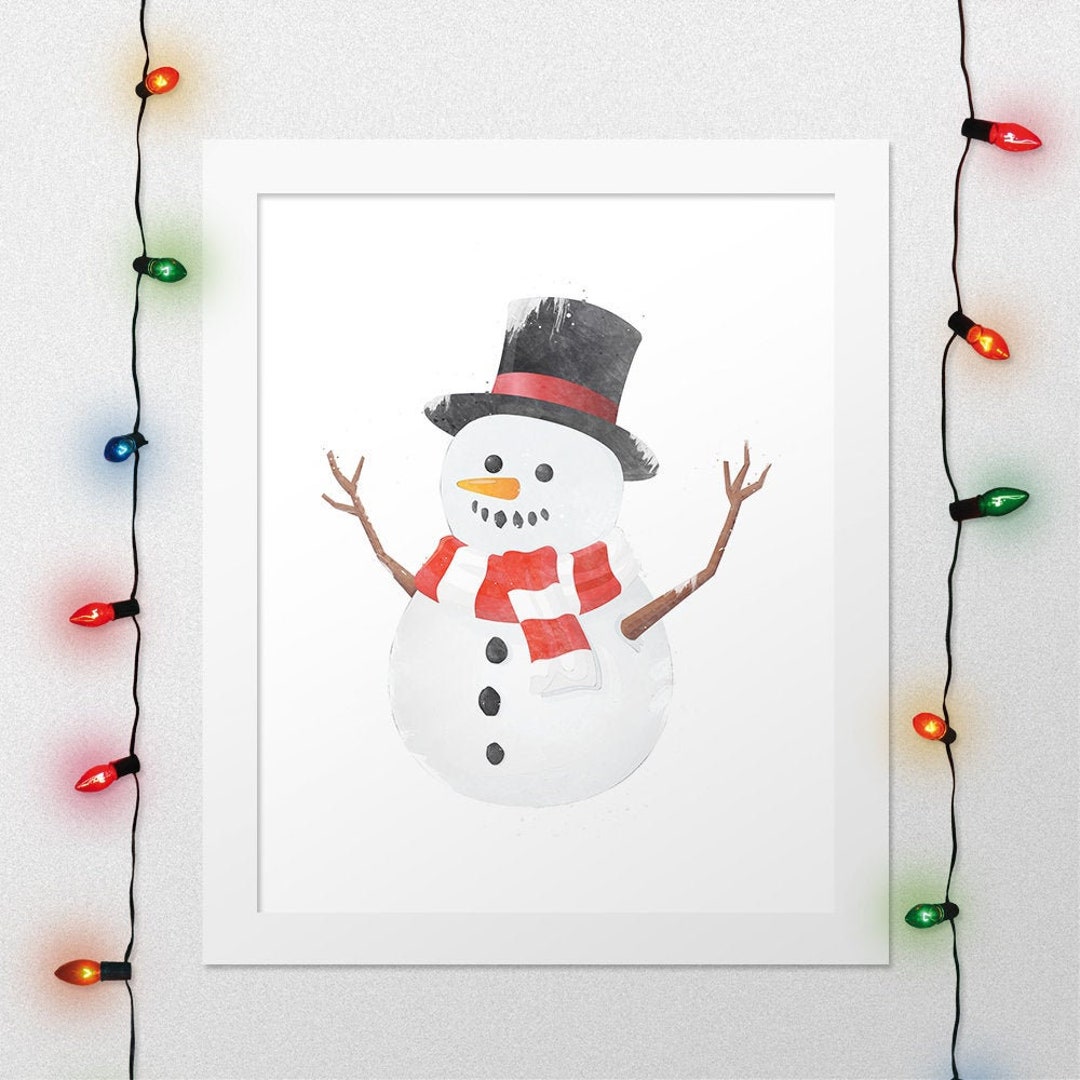 SNOWMAN PRINT, Snowman Wall Art, Christmas Snowman, Snowman Printable ...