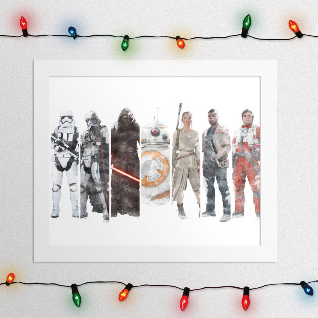 FORCE AWAKENS PRINT, Star Wars, Rey, Kylo Ren, Stormtrooper, Finn, BB8 ...
