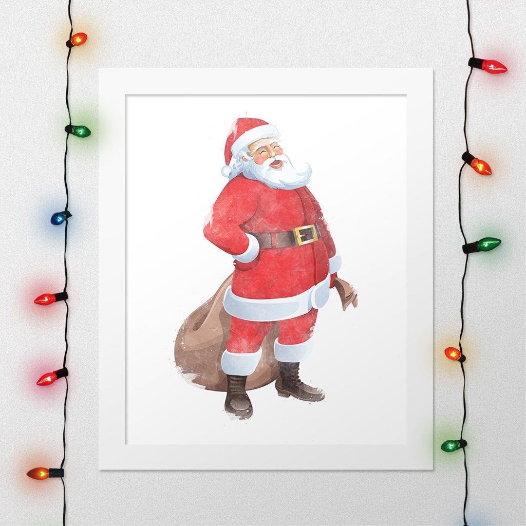 SANTA CLAUS PRINT, Santa Claus Watercolor, Christmas Santa Claus Decor ...