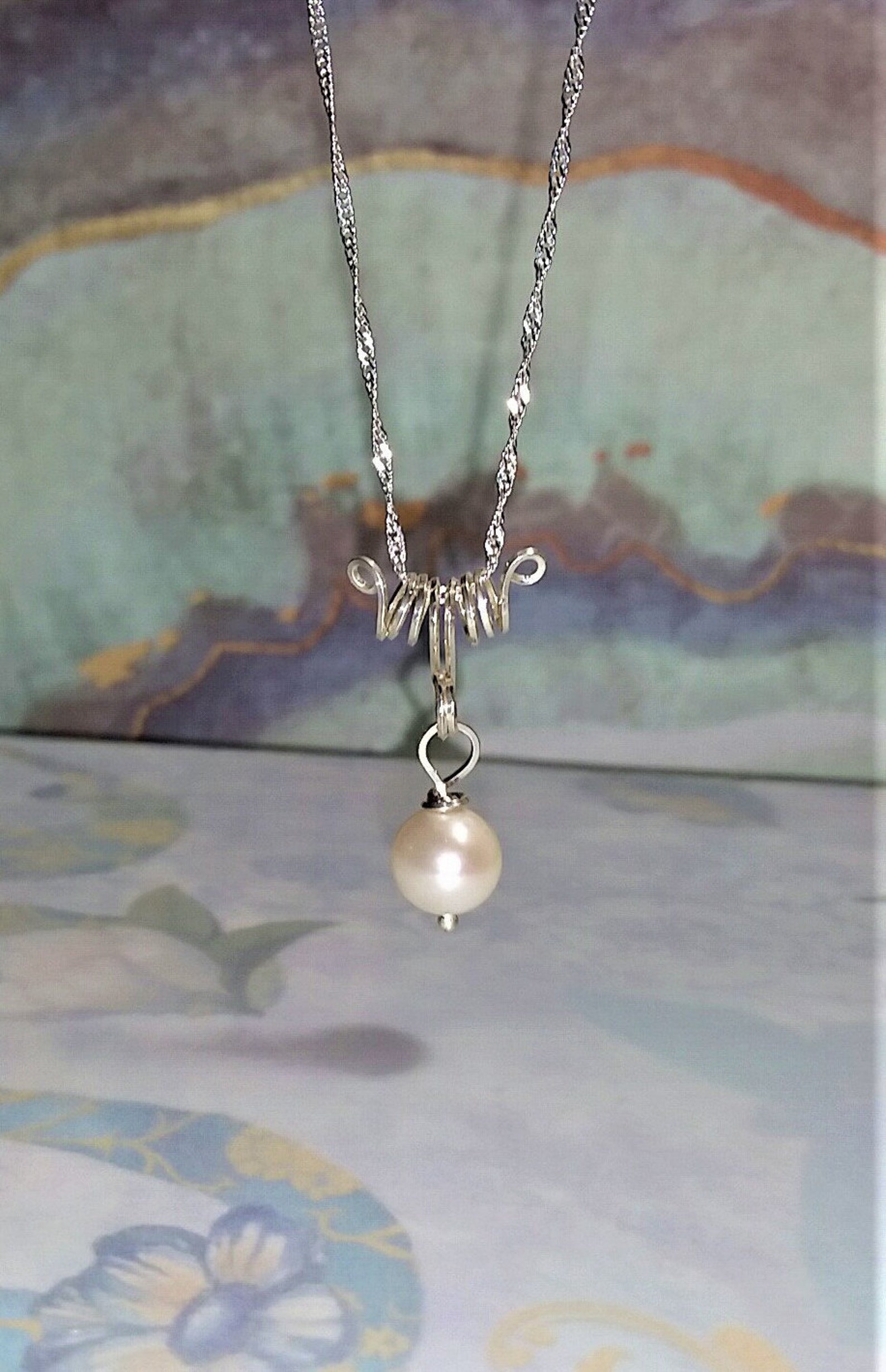 Pearl Necklace,pearl Solitaire Sterling Silver Necklace, Wedding ...