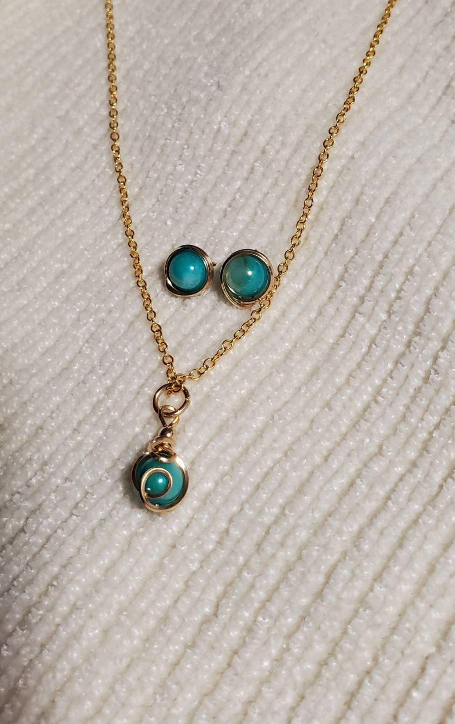Blue River Stone Jewelry Set,delicate Necklace,layering Necklace, Gold ...
