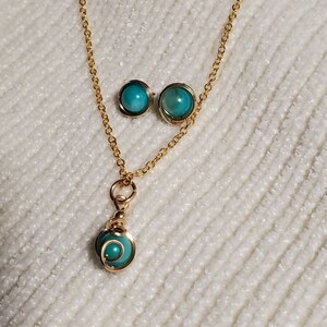 Blue River Stone Jewelry Set,delicate Necklace,layering Necklace, Gold ...