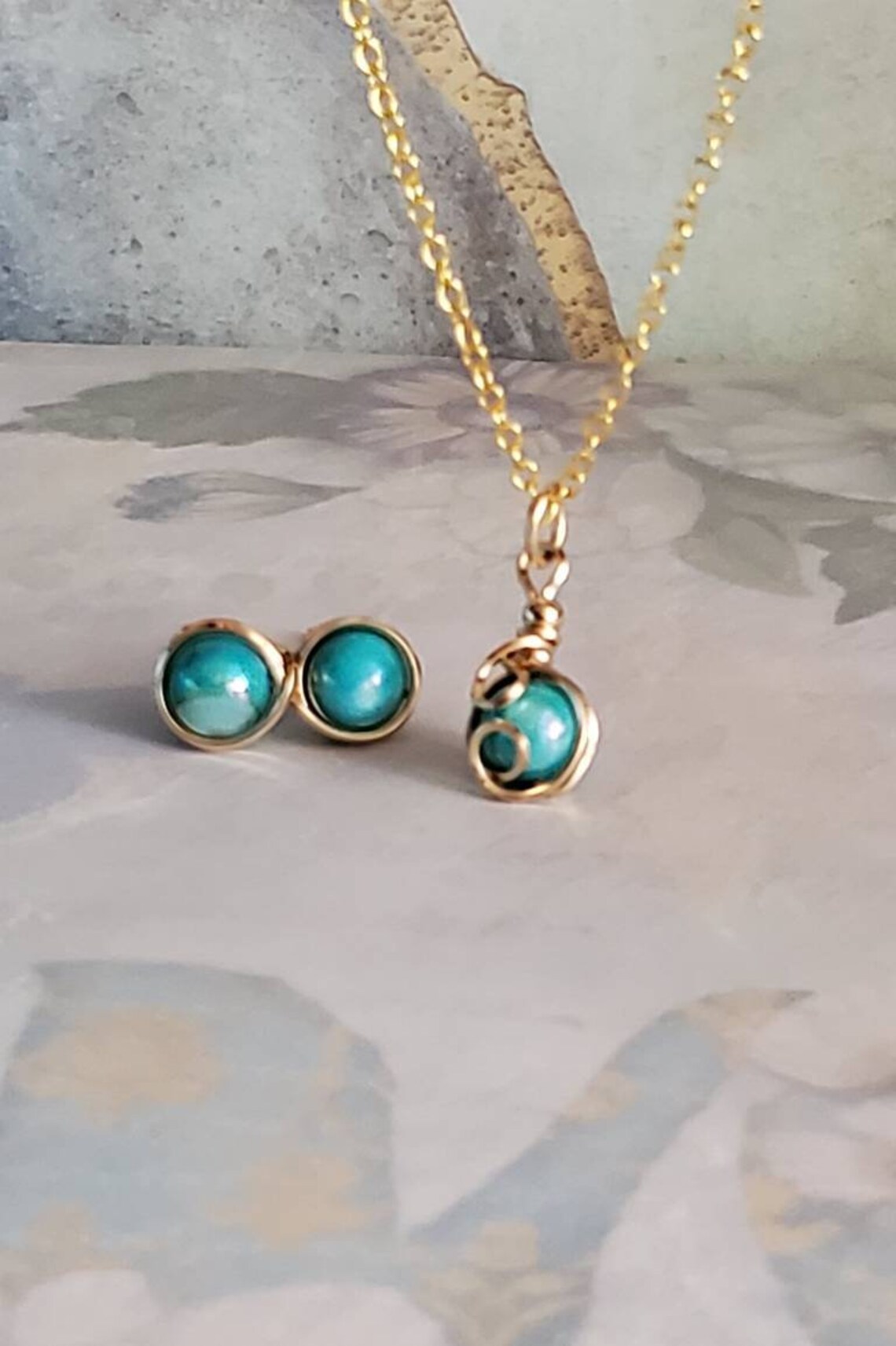 Blue River Stone Jewelry Set,delicate Necklace,layering Necklace, Gold ...