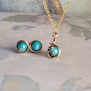 Blue River Stone Jewelry Set,delicate Necklace,layering Necklace, Gold ...