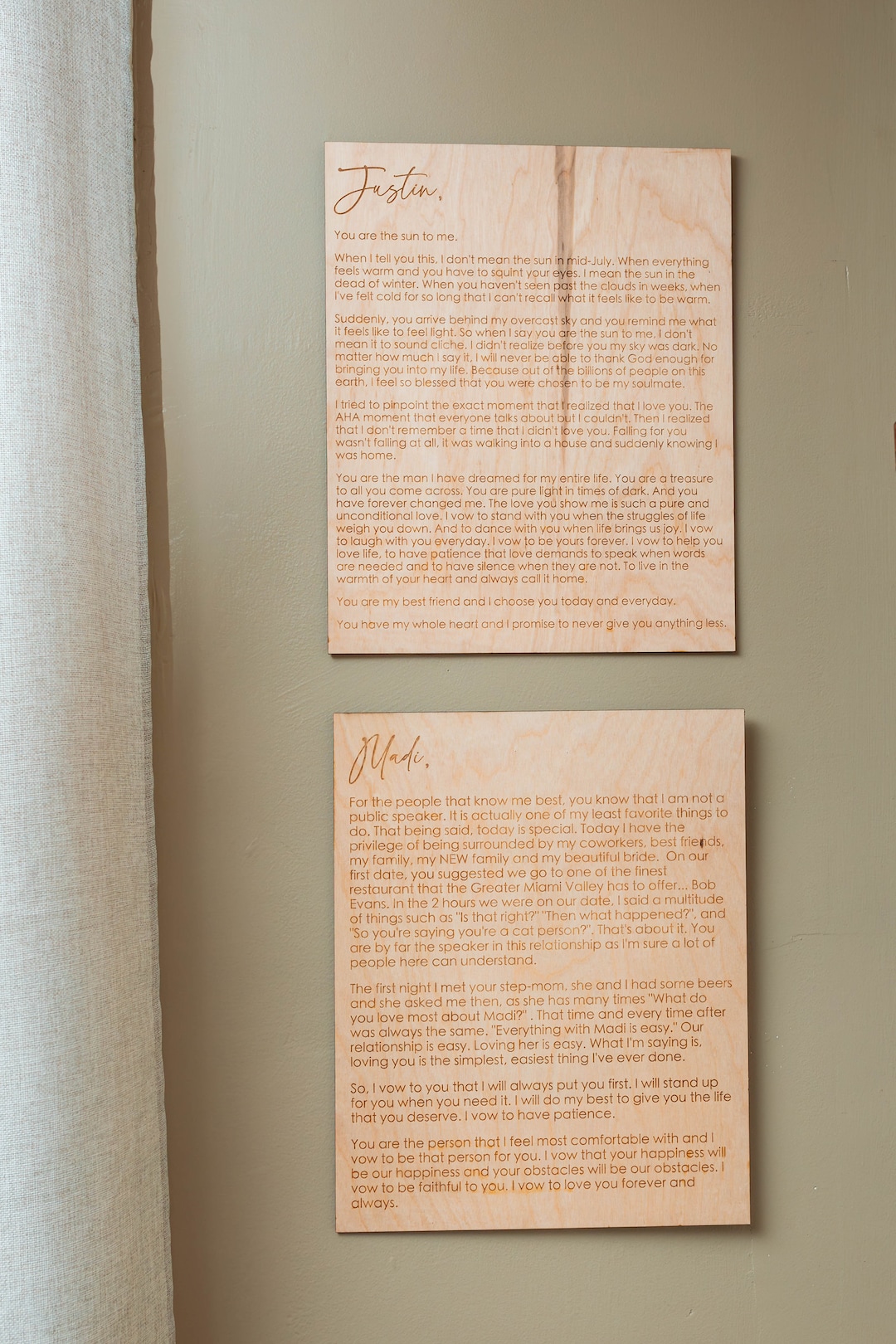 Custom Wedding Vow Wall Signs - Wedding Wall Decor - Engraved Wedding ...