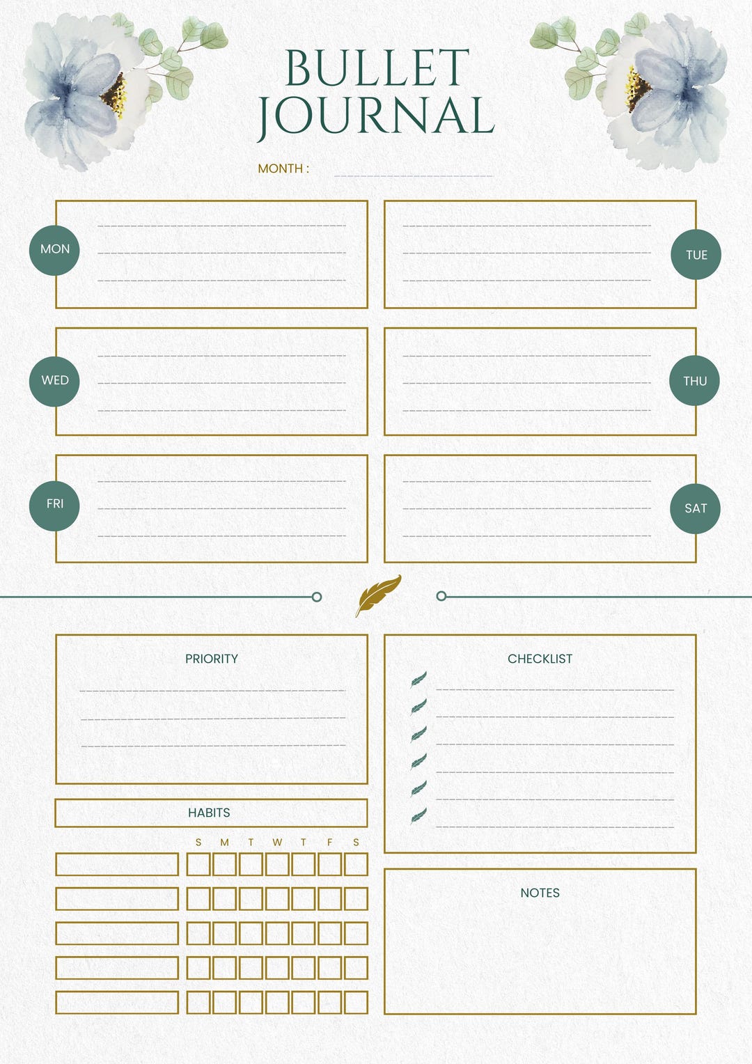 Printable Bullet Journal Page - Print Your Own Journal - DIY Journal ...