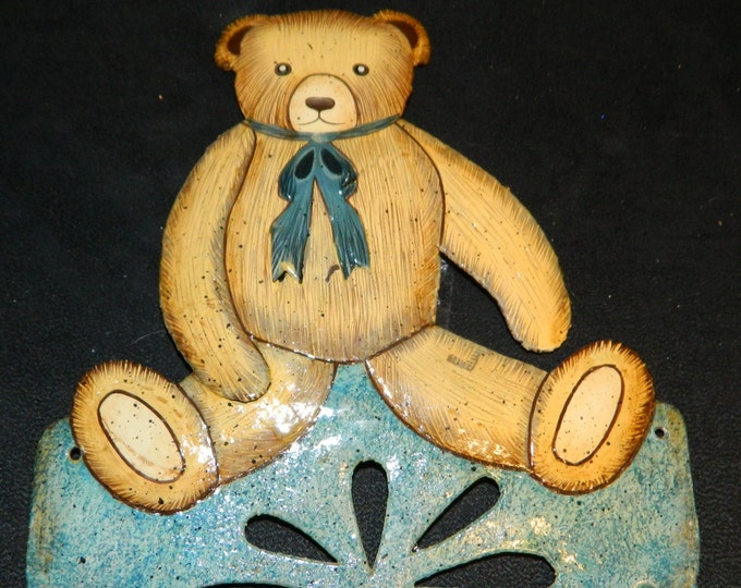 A Teddy Bear Wall Decor~3 Hook Clothes Rack~child's Room Decoration ...