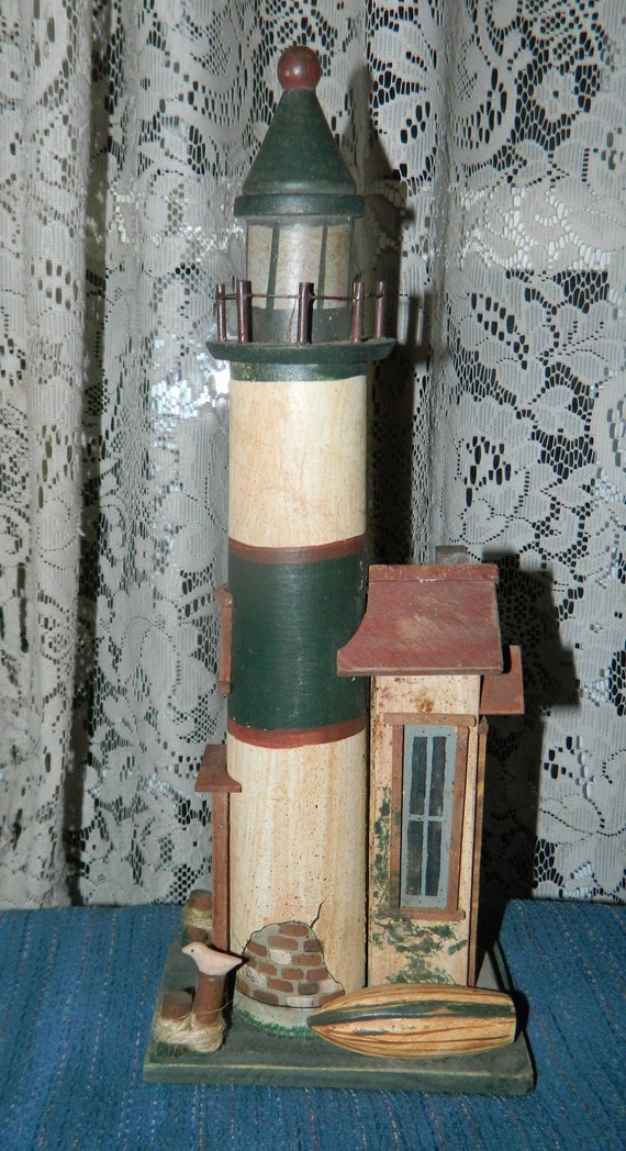 A Vintage Wooden Novelty Lighthouse Decoration. A Wooden | Etsy