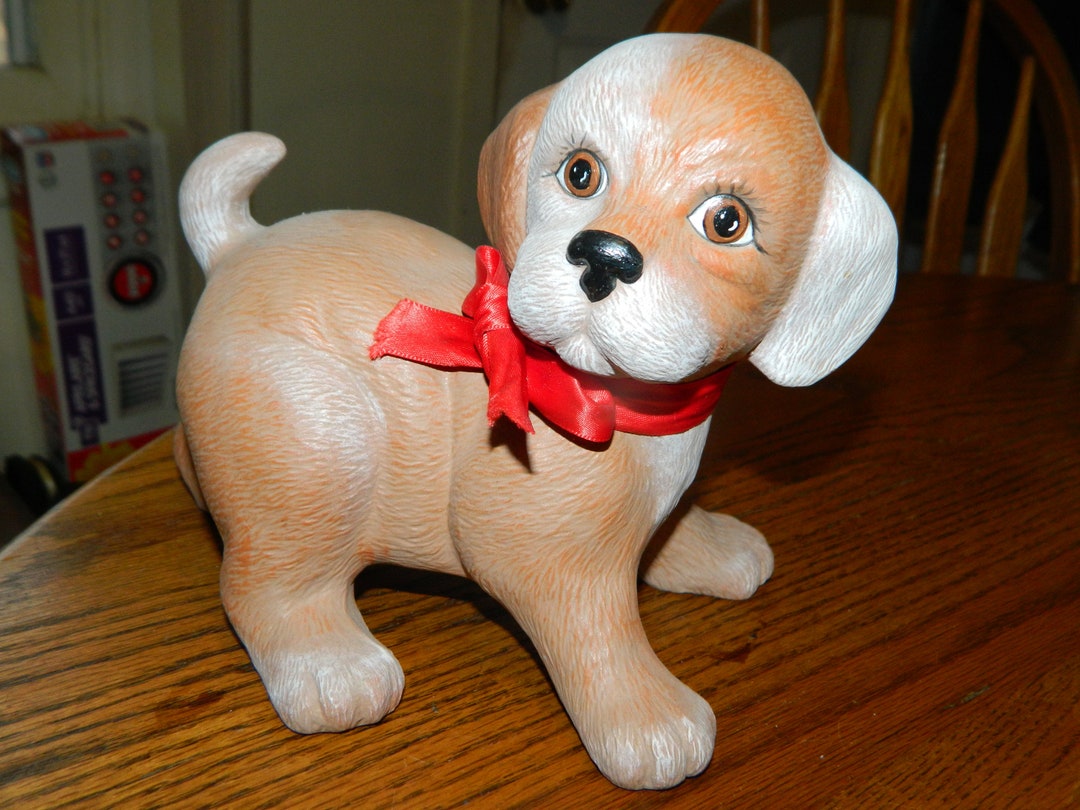 A Vintage Large Puppy Figurine. A Vintage Large Ceramic Dog Statue ...