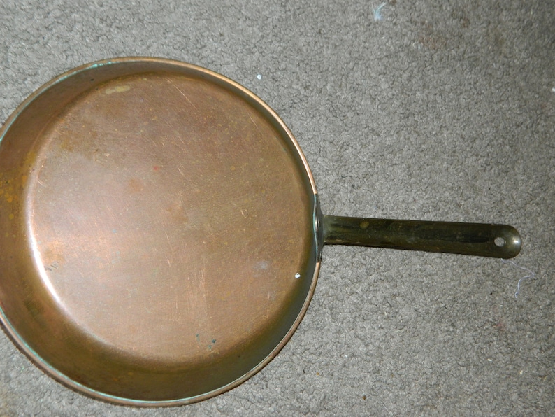 A Vintage Copper & Stainless Long Handle Frying Pan W/a Brass | Etsy