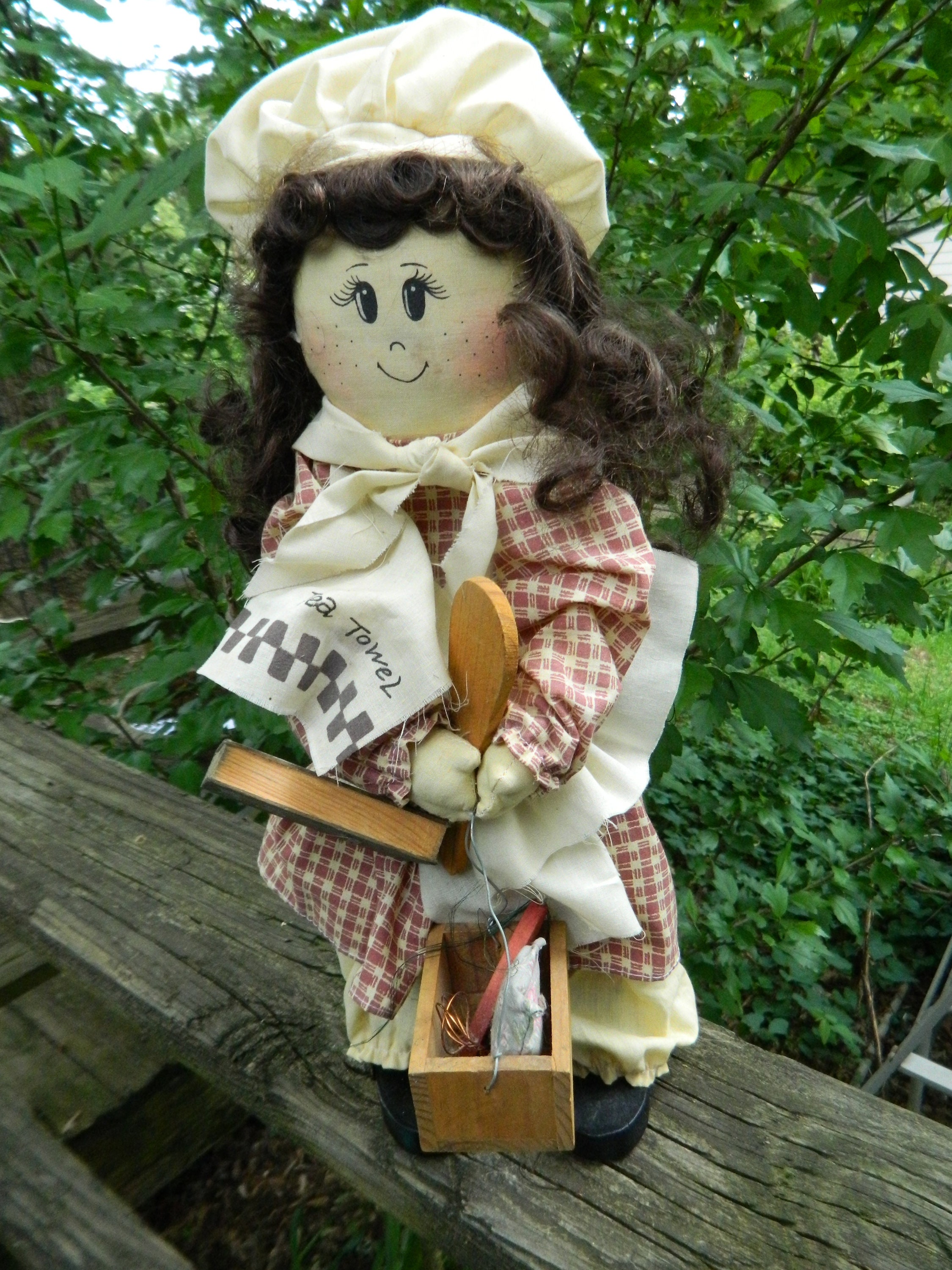 Vintage Wooden Cooking Doll. A Handcrafted Girl Doll W/her - Etsy