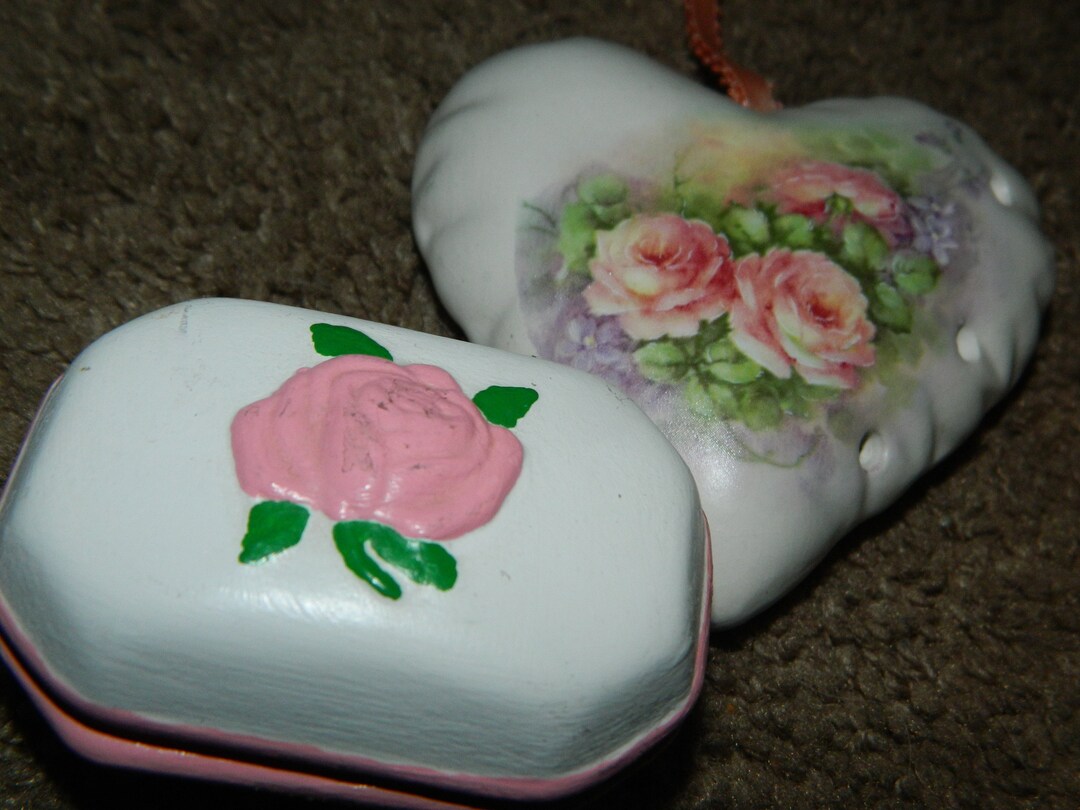Vintage Ceramic Heart Shaped Potpourri Keeper Wall Decoration & A Small ...