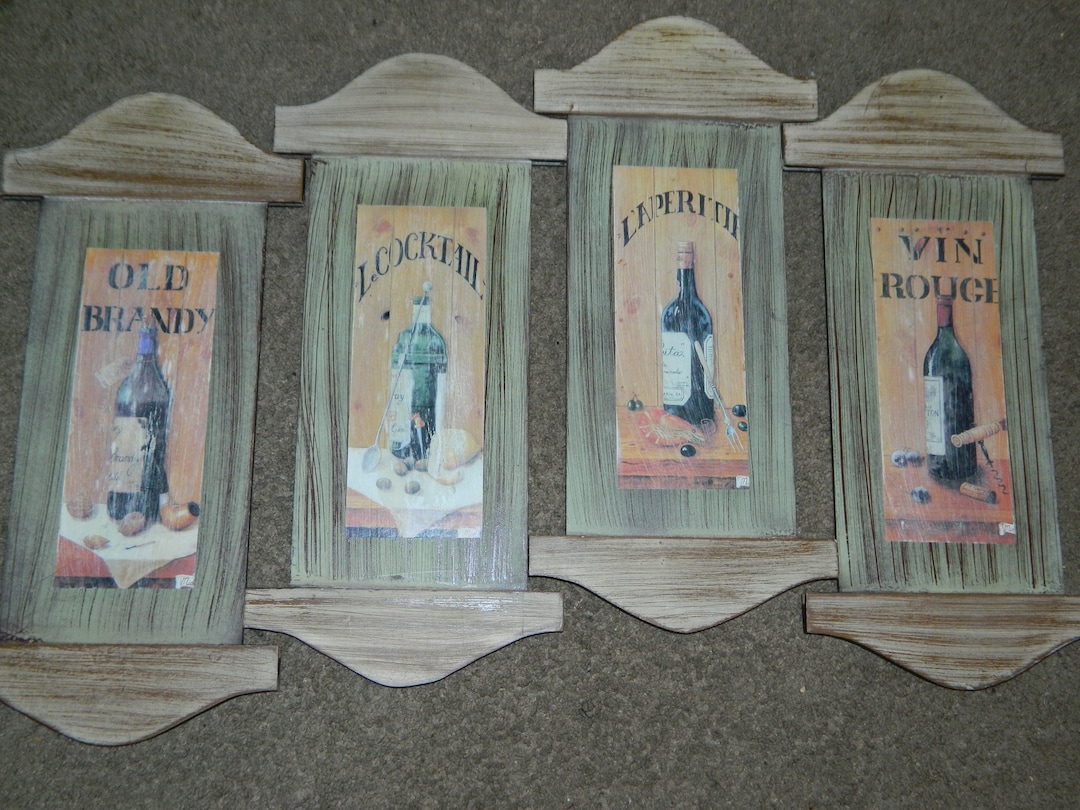 4 Vintage Wooden Bar Signs. 4 Liquor or Cocktail Bar Wall Hangings or ...