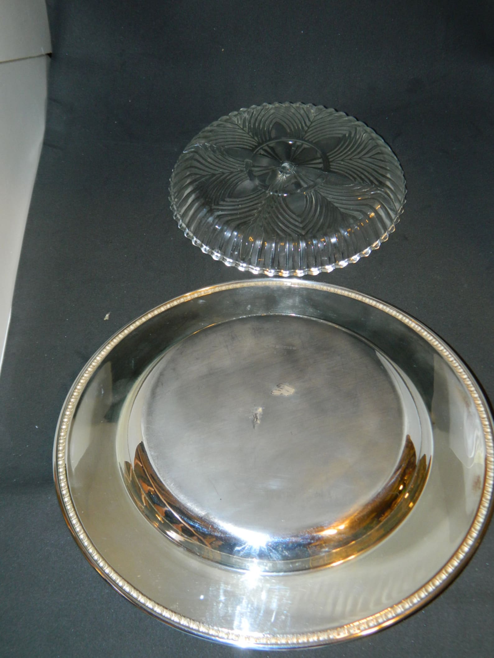A Vintage Silver Plated Relish Tray W/ a Glass Insert~a Elegant Silver ...