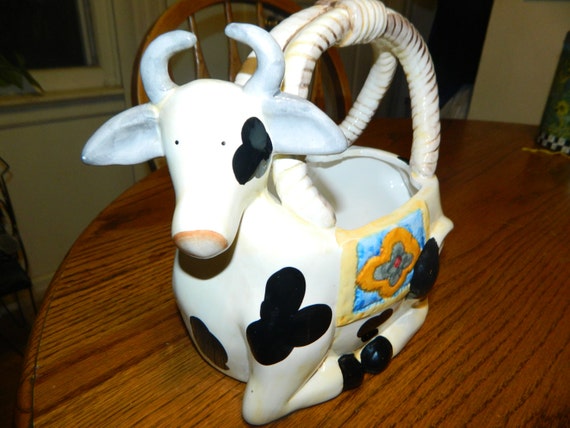 Cow PlanterPotCeramic CowCountry Kitchen DecorationFlowers | Etsy