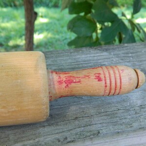 Vintage Wooden Rolling Pin W/faded Red Paint on the Handles, Country ...