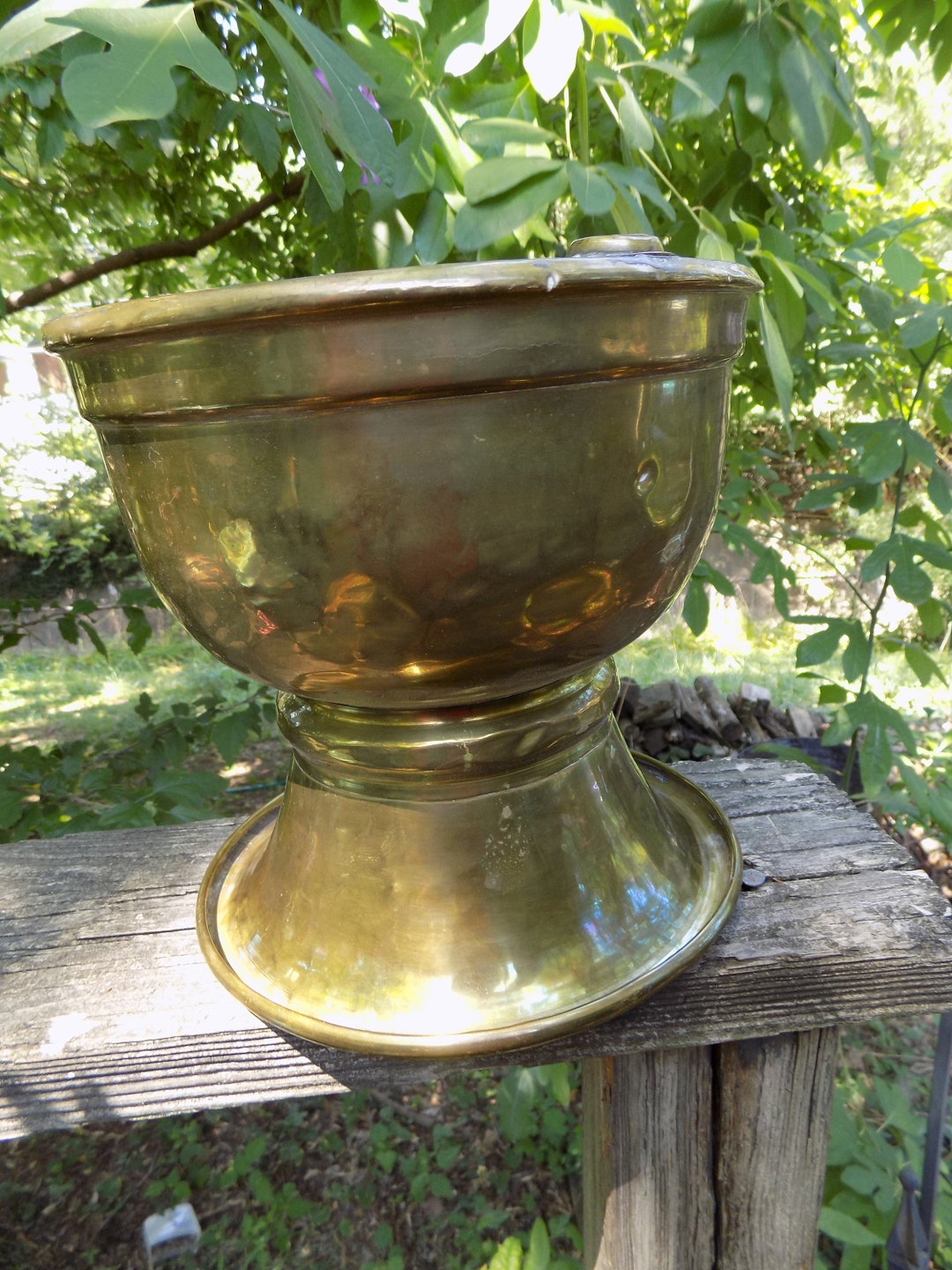 Large Rustic Brass Spittoon. Makes a Nice Flower Vase - Etsy