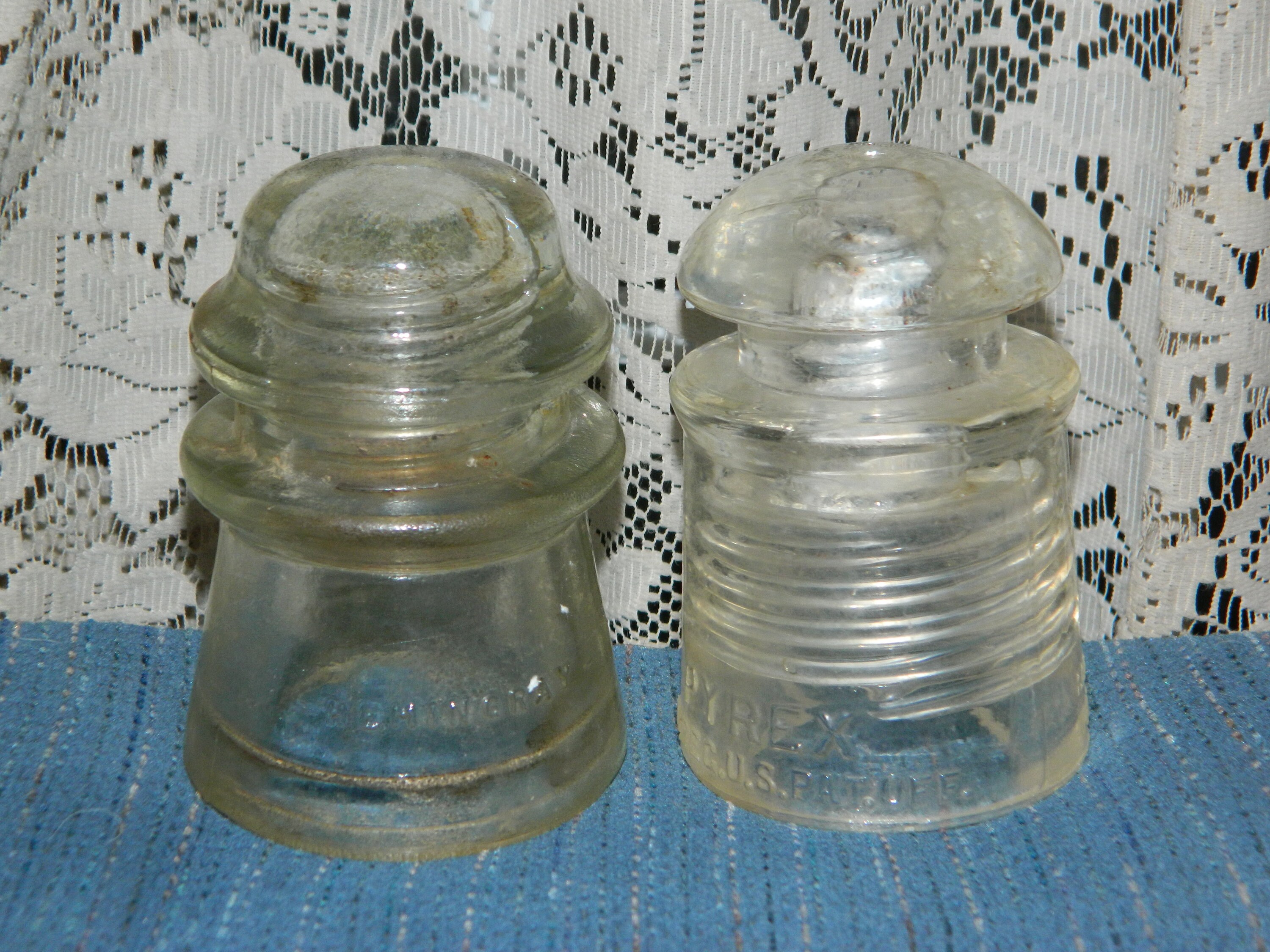 A Pair of Antique Clear Glass Insulators. 2 Clear Heavy | Etsy