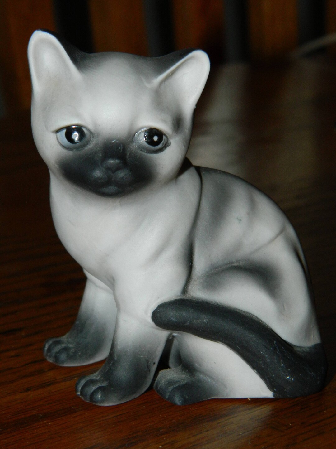 A Vintage Small Cat Figurine, A Beige & Black Catcute Collectible ...