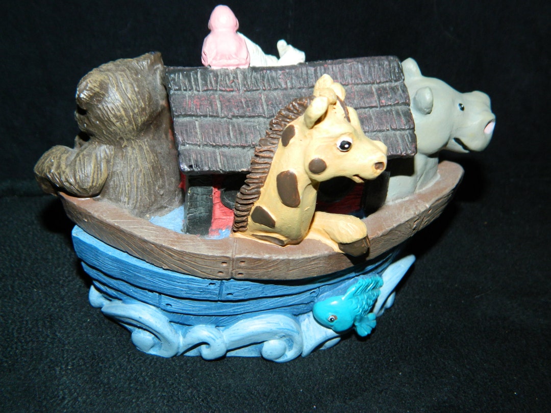 Noah's Arkcolorful Nursery Decorhand Painted 2 Piece Containeranimal ...