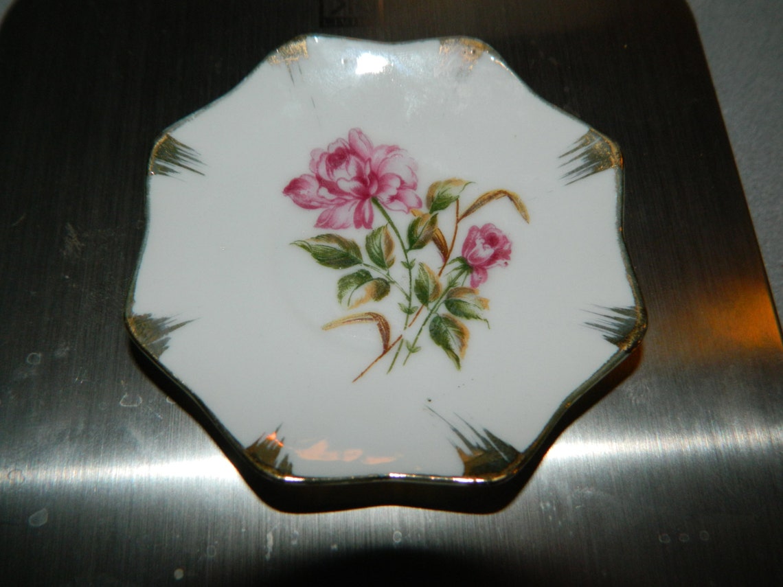 Mini Rose Design Plate Etched in Gold & A Cute Little Mini - Etsy